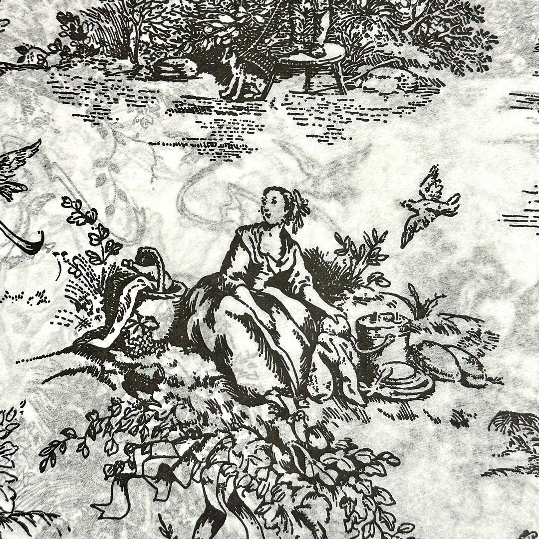 French Toile Tissue Paper 24 Sheets 20" X 30" Black White Toile De Jouy ...