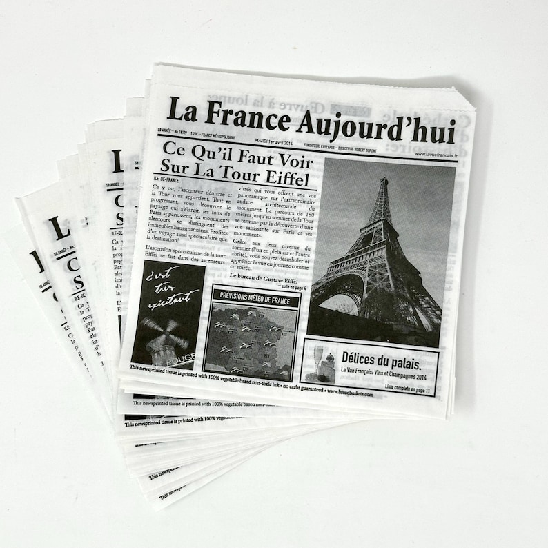French Newsprint Pretzel Sandwich Bags 7 X 7" Wedding Party Favor La ...