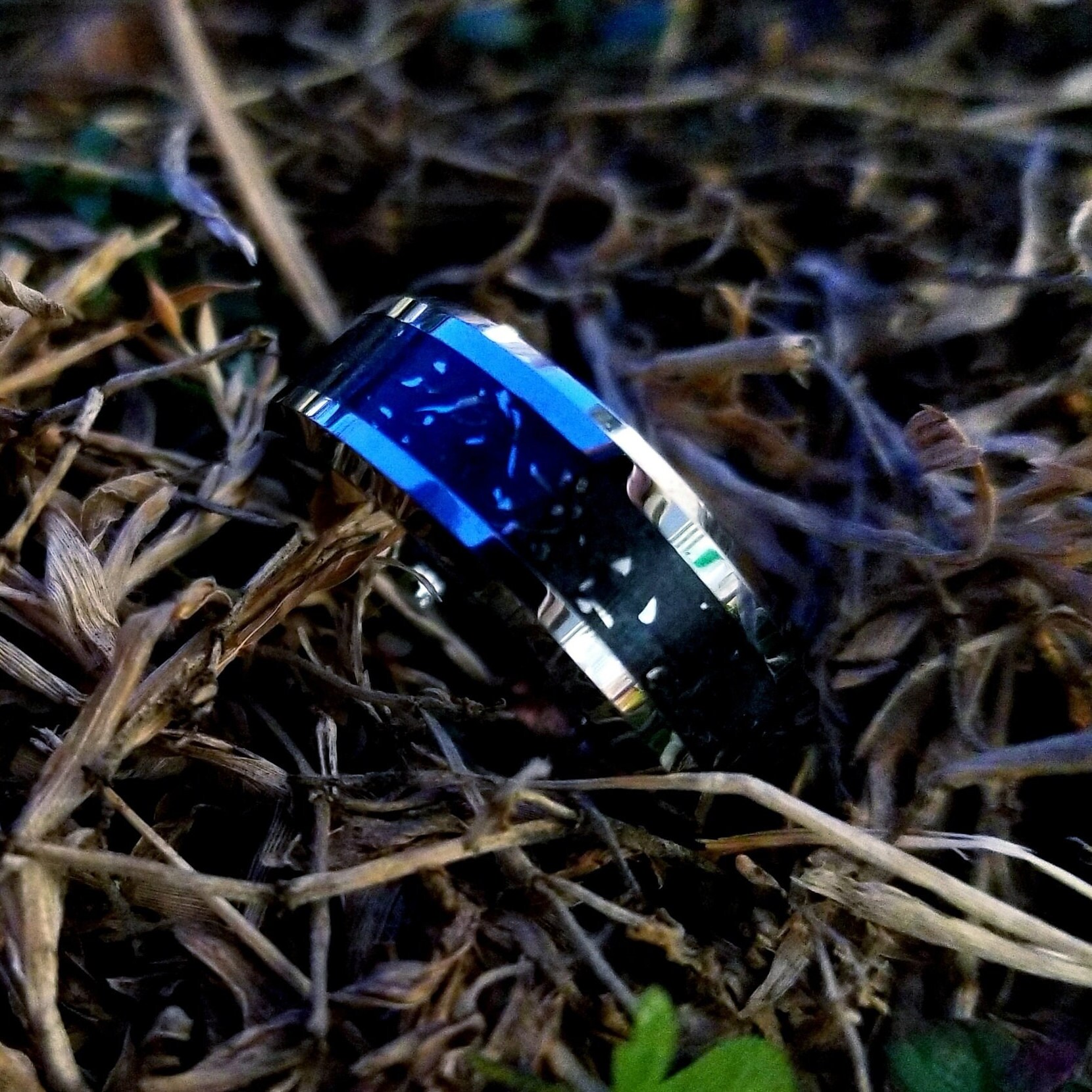 Tungsten Carbide Ring With Meteorite and Black Glowstone | Etsy