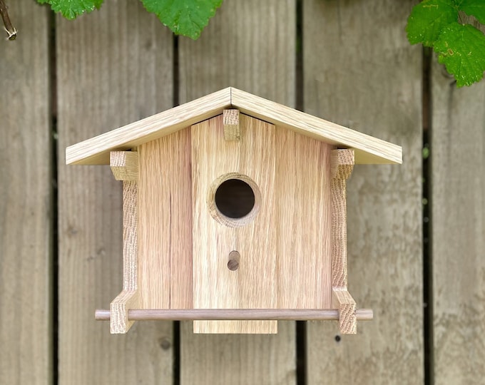 Birdhouse | Oak Walnut | Modern Craftsman | Unique Outdoor Wooden Bird ...