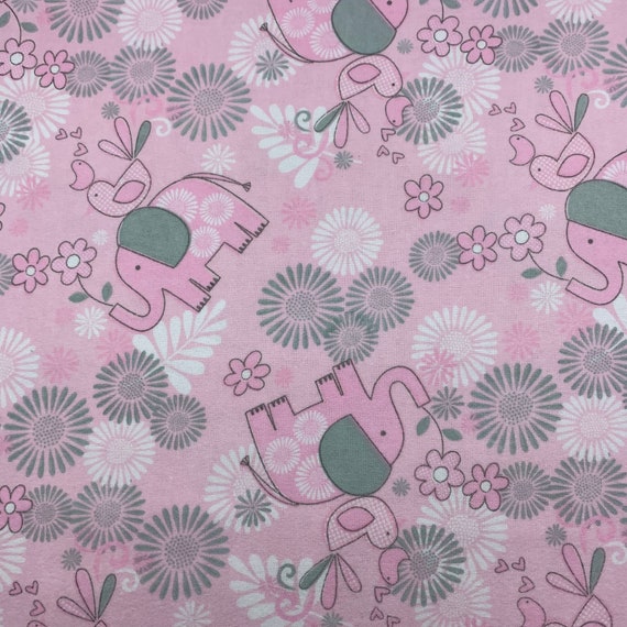 700 Flannel Fabric Pink Background With Pink and Gray - Etsy