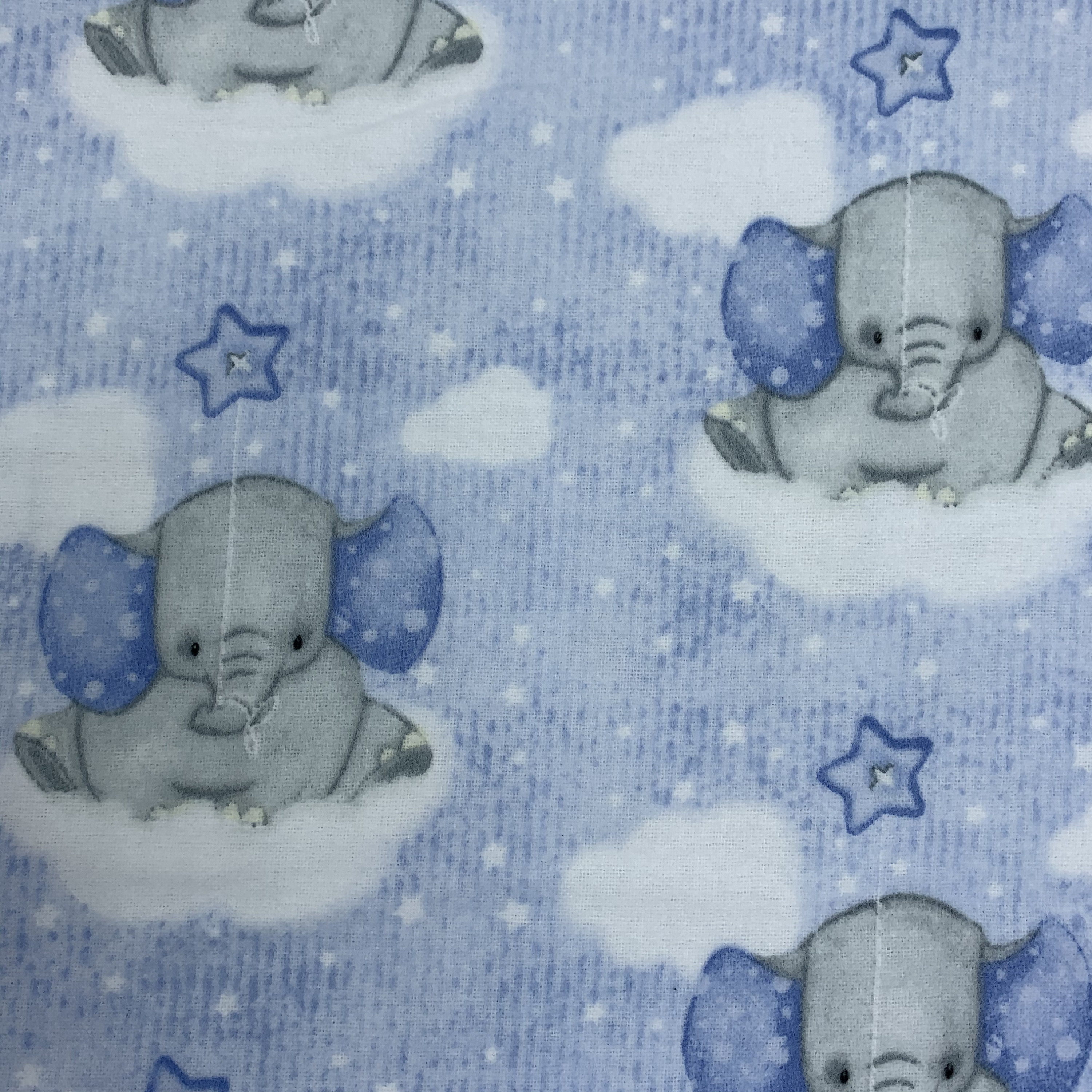 550 Flannel Fabric Blue With Gray Elephants on White Clouds | Etsy