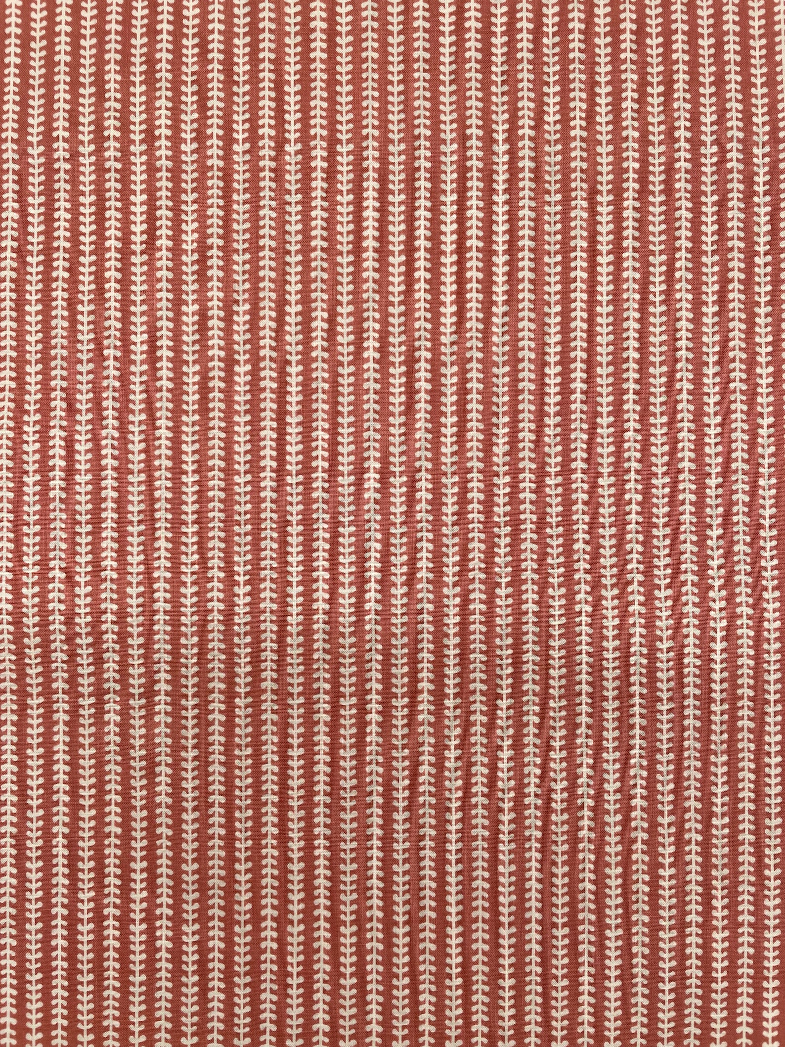621 COTTON Fabric Light Rust Background With Rows of Beige Color Vines ...