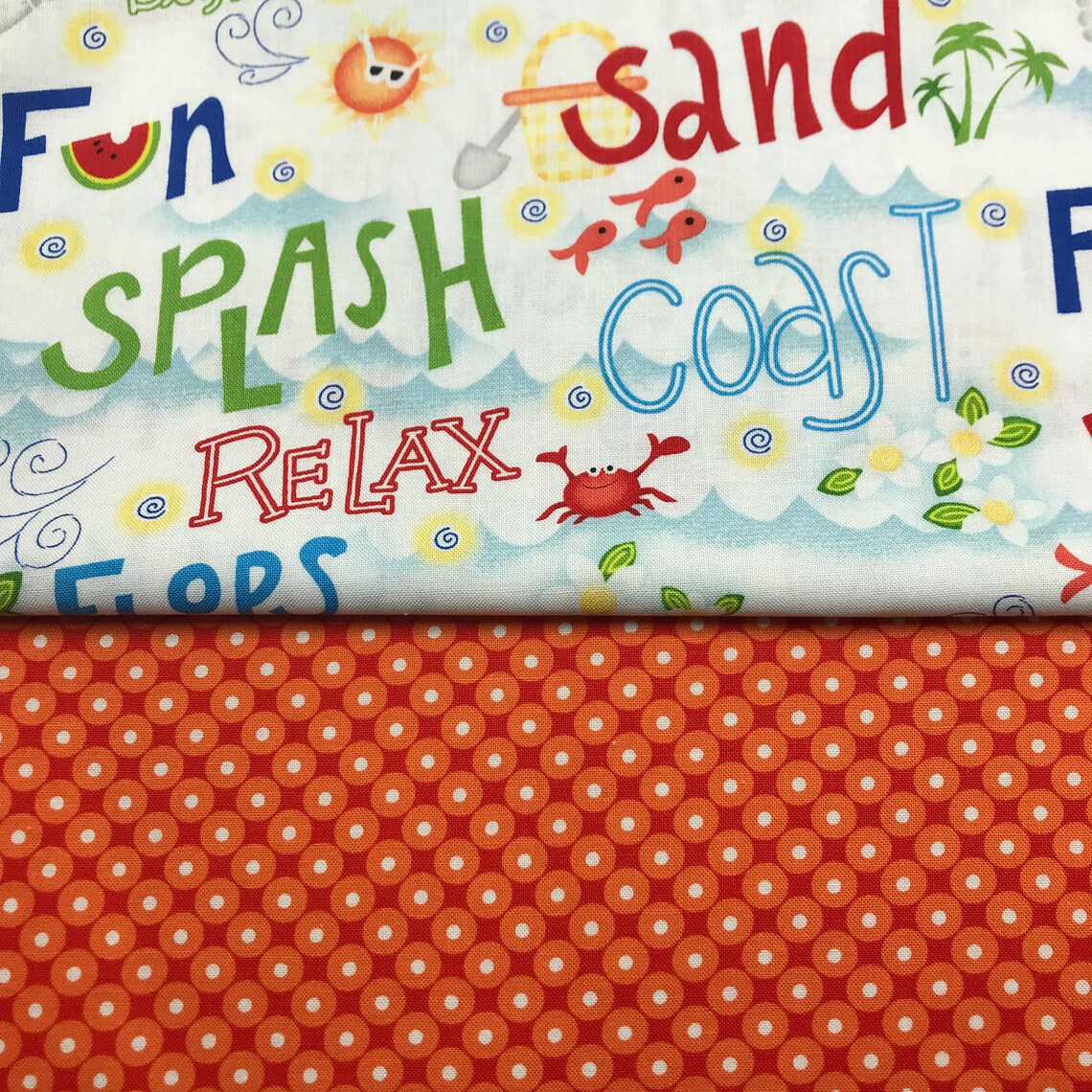 77 COTTON Fabric Summer Sand Splash Sun Fish Buckets Sold by | Etsy