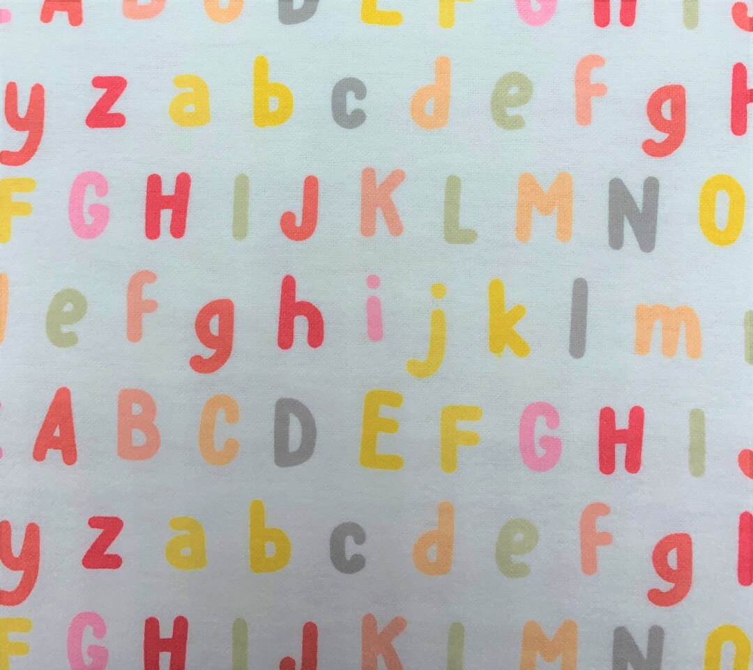 799 Flannel Fabric White Background With Pastel Alphabet Letters Sold ...