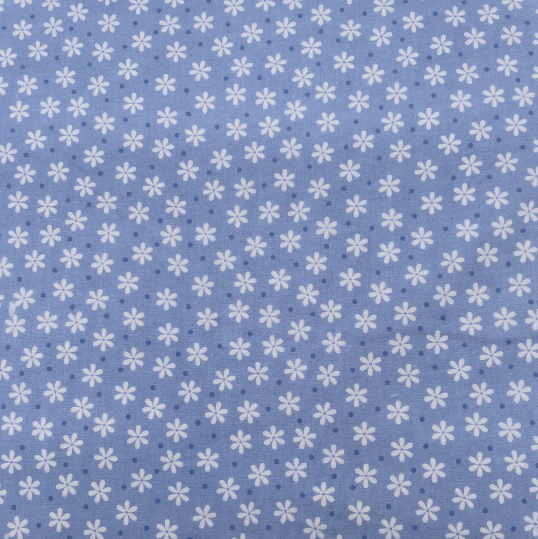 1092 Flannel Fabric Cornflower Blue Background With Little White ...