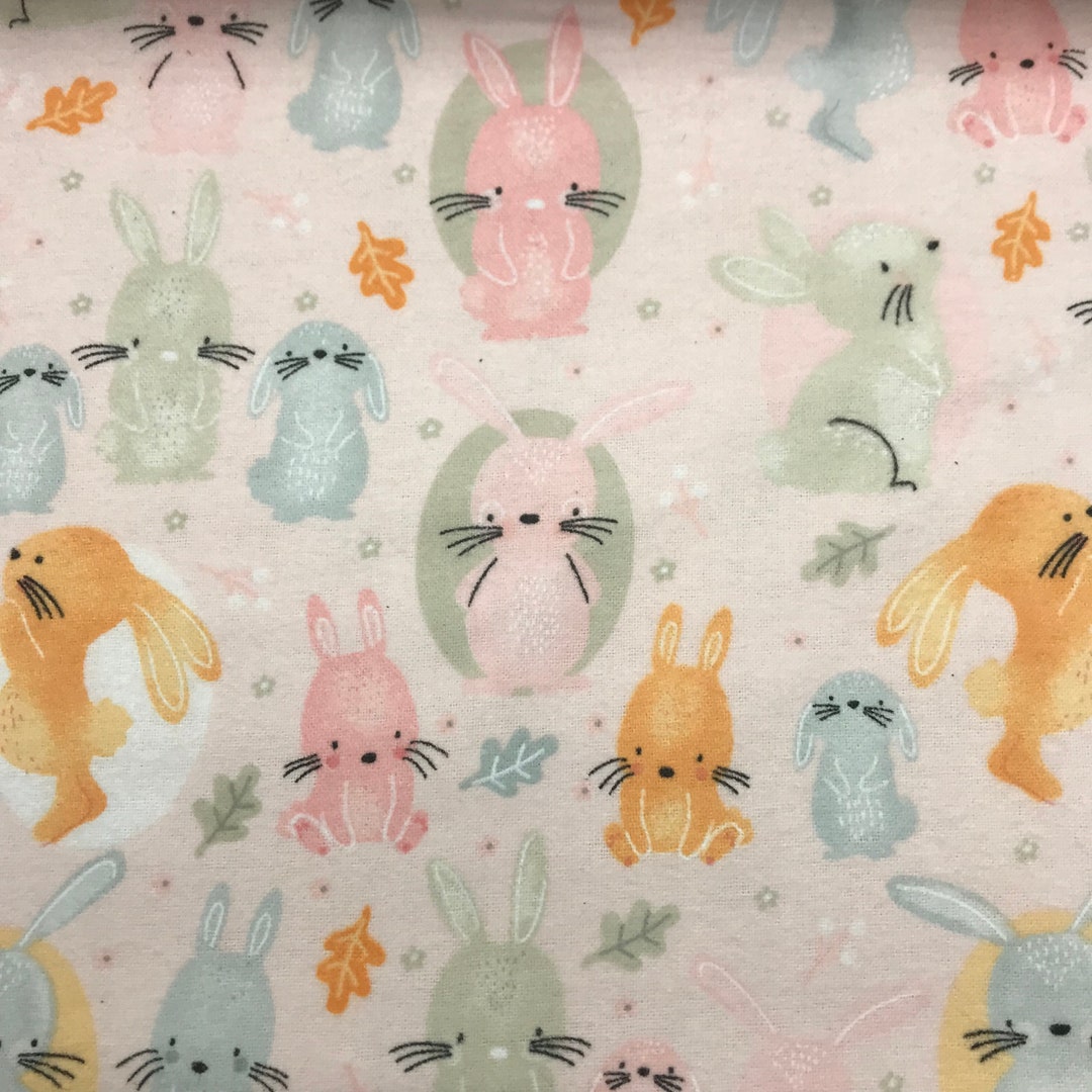 169 Flannel Fabric Light Pink With Pastel Bunnies Sold by the Yard. - Etsy