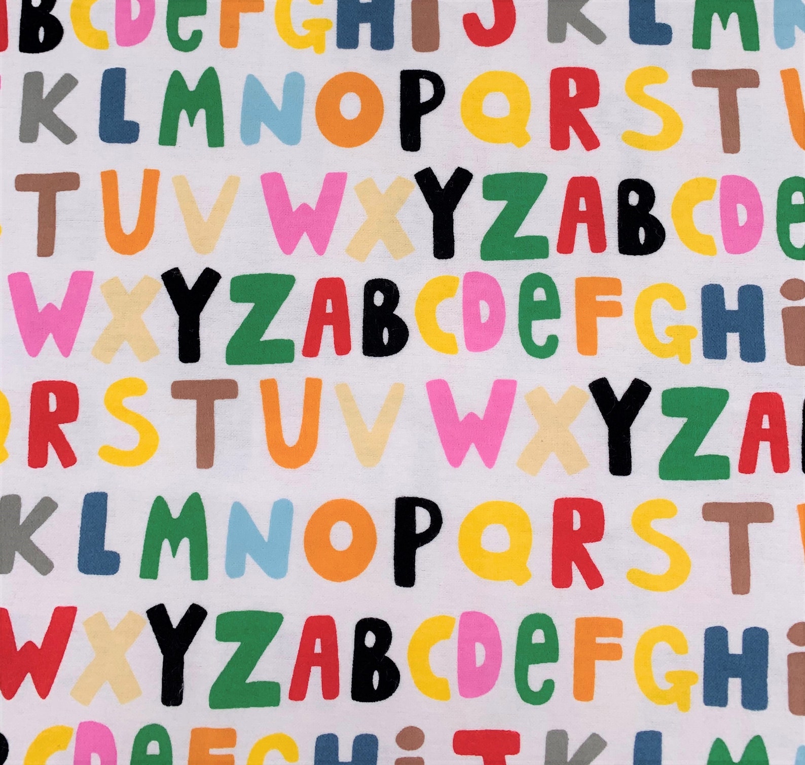 915 Flannel Fabric White Background With Multi Color Alphabet - Etsy