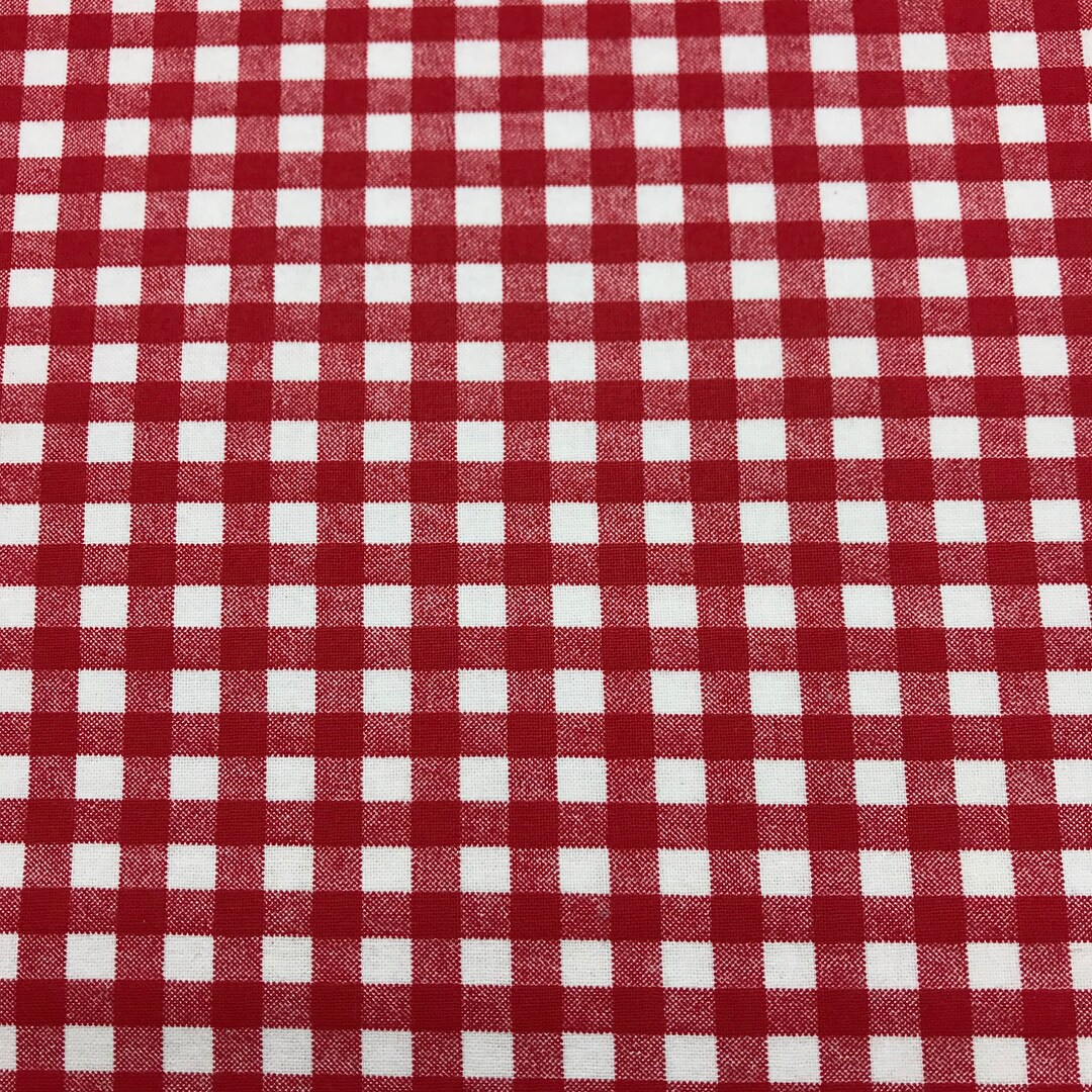 19 COTTON Fabric Red and White Check Sold by the Yard. - Etsy