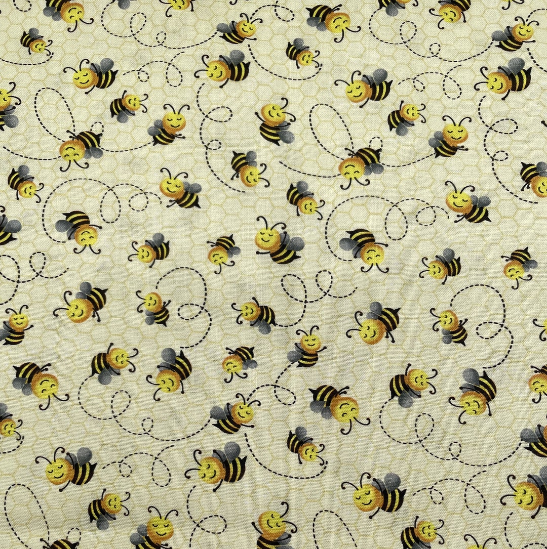 762 COTTON Fabric Pale Yellow Honeycomb Background With Happy Smiling ...