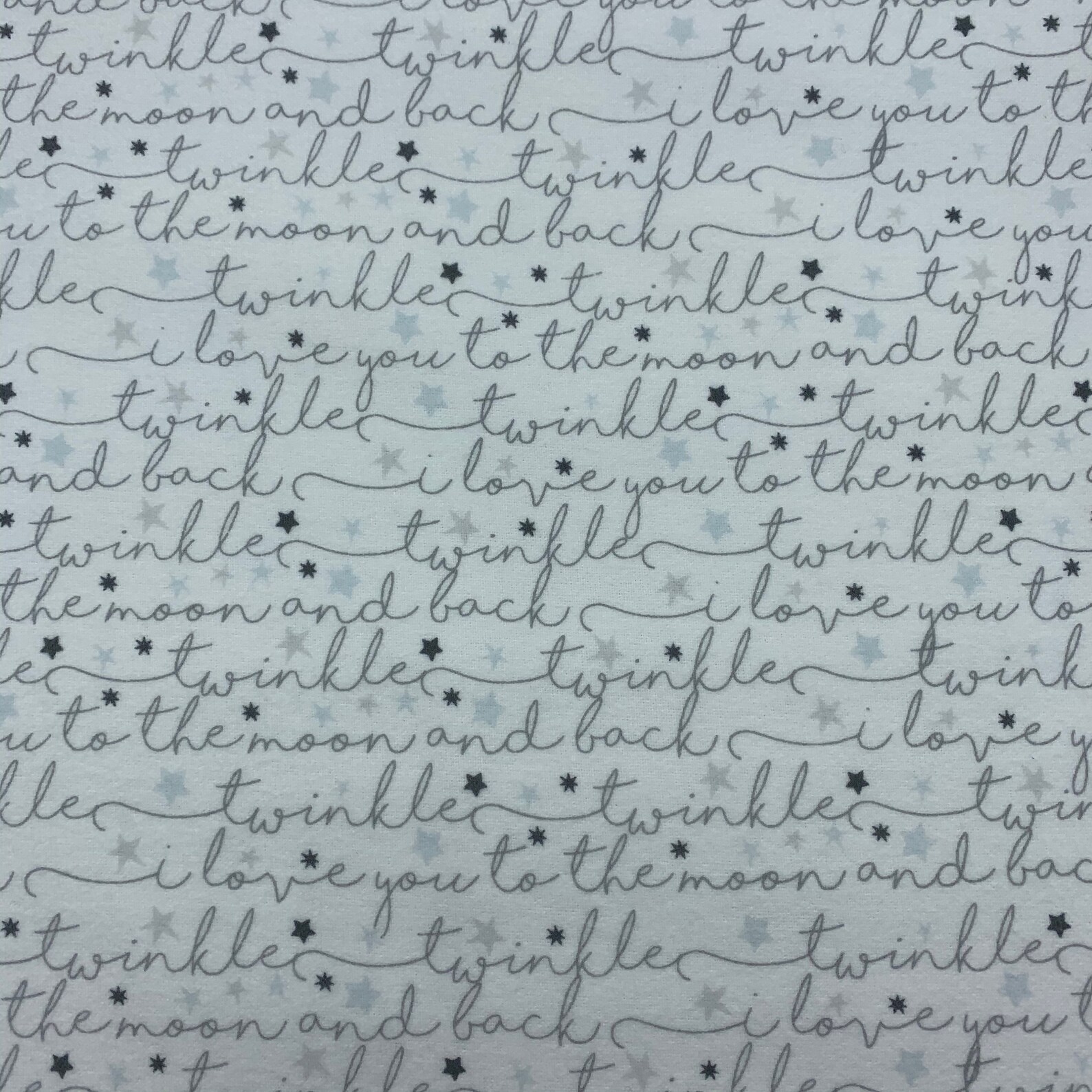 513 Flannel Fabric White With Words Written in Cursive in Rows and ...