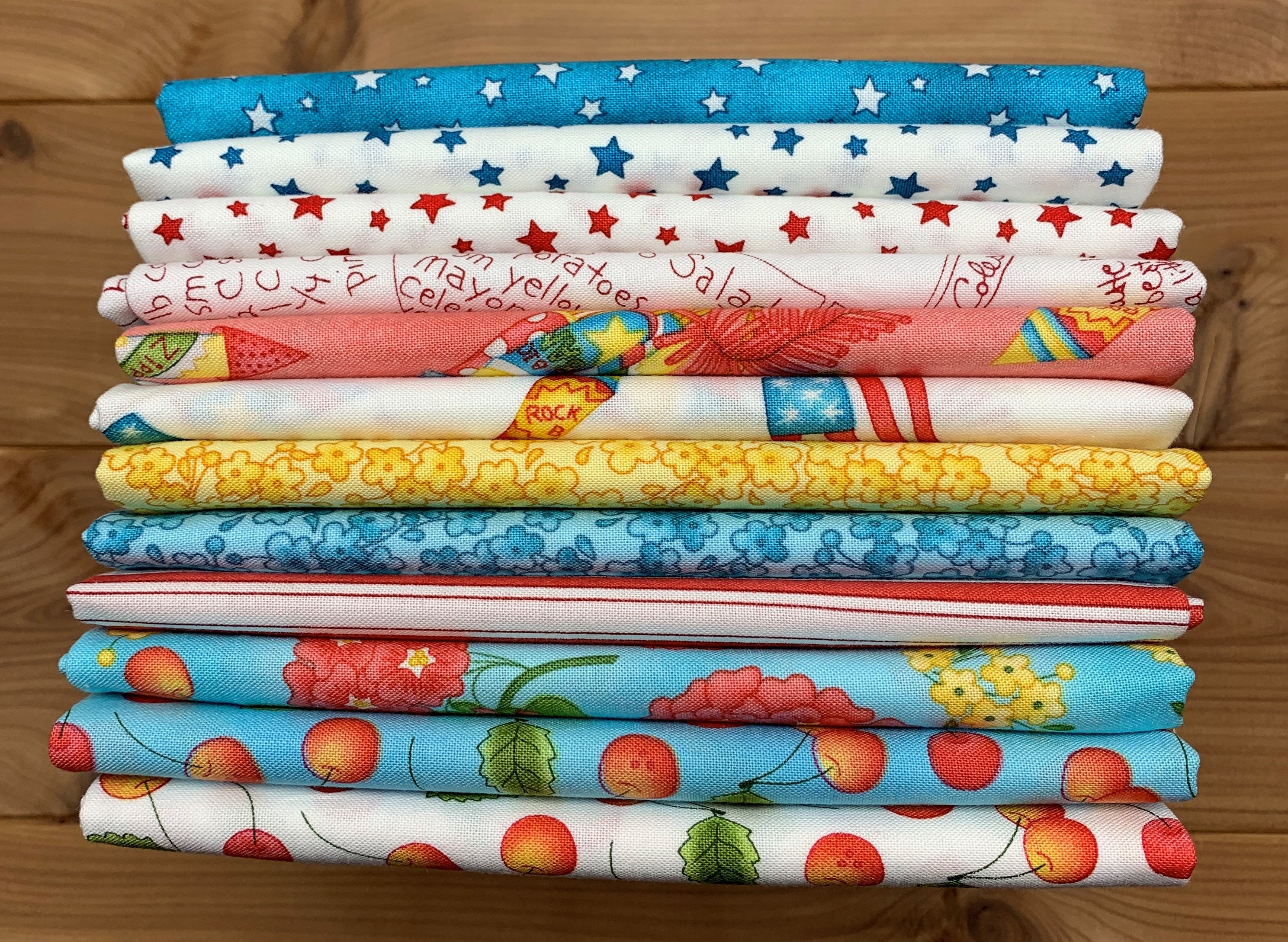 COTTON Bundles 12 fabric 1/2 yard pieces Summer | Etsy