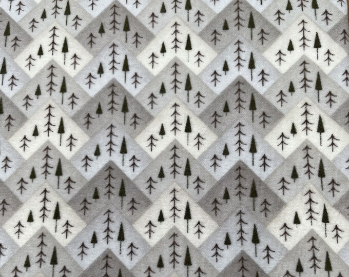1198 Flannel Fabric Black Tan & Cream Color Mountain Points With Black ...