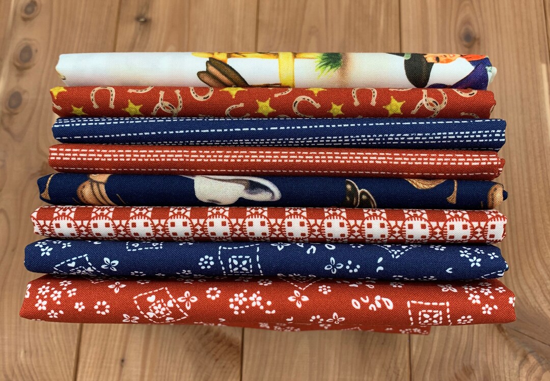 COTTON Bundles - 8 Fabric 1/2 Yard Pieces - Rodeo Cowboy Collection - Etsy