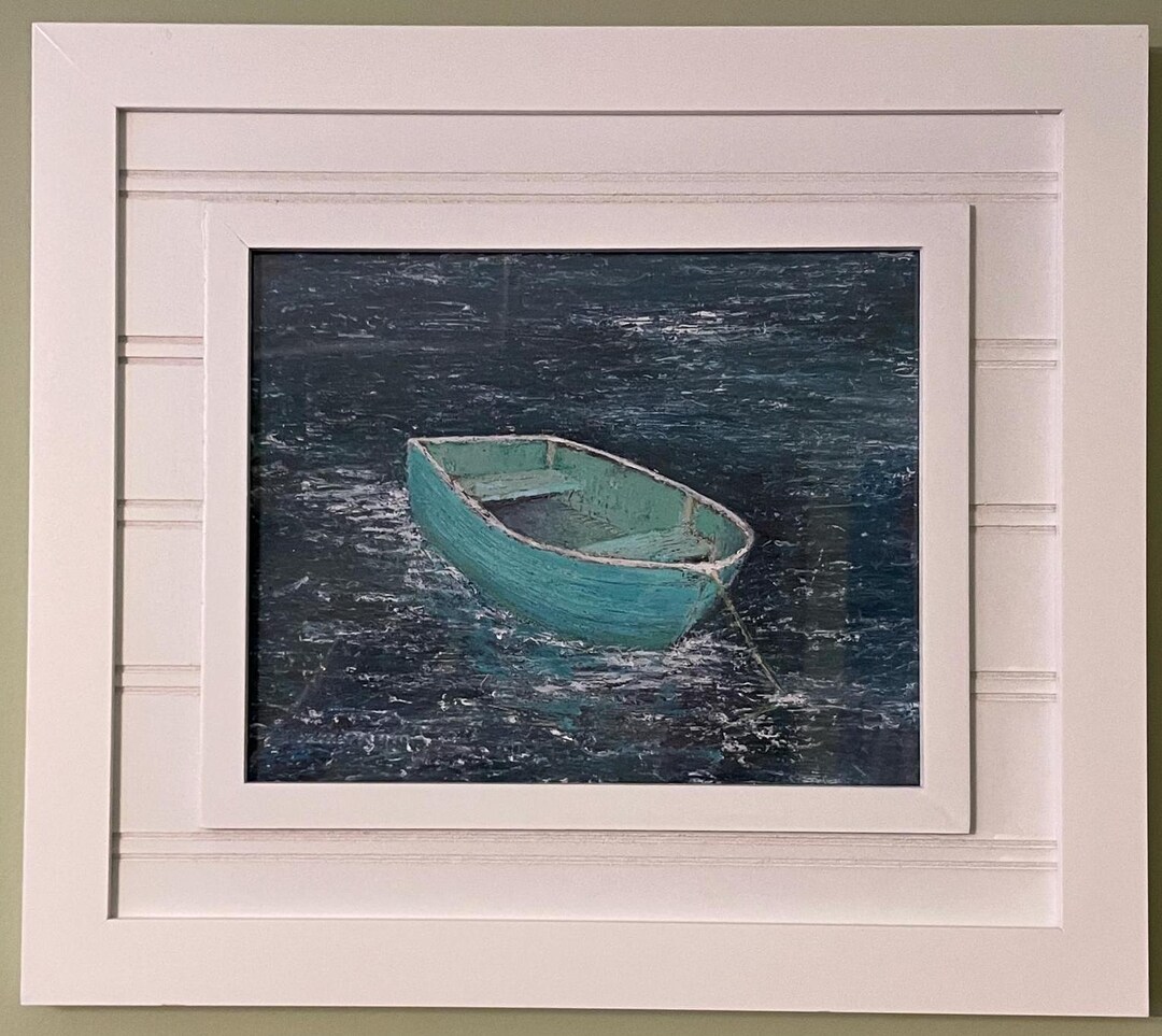 Green Rowboat 8X10 Reprographic Digital Print With Frame, Rowboat, Sea ...