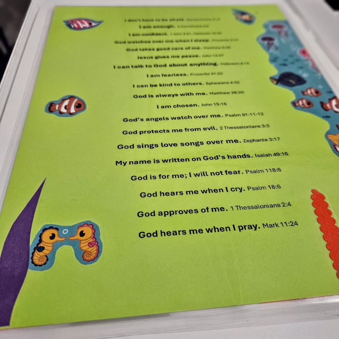 Biblical Affirmations for Kids Chart Decor Christian Art Reminder ...