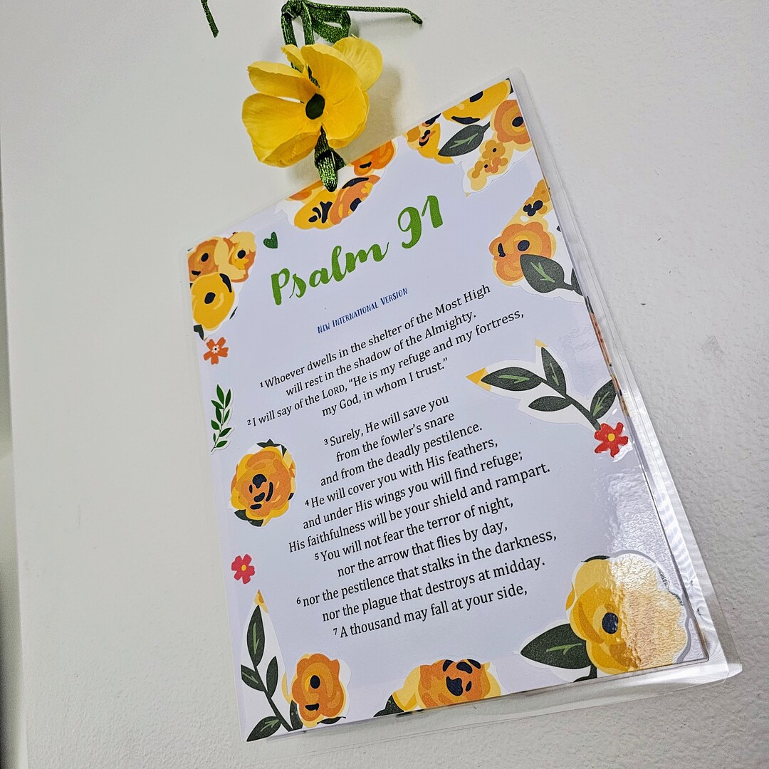 Psalm 91 Prayer for Protection Chart Wall Decor Christian Art Reminder ...