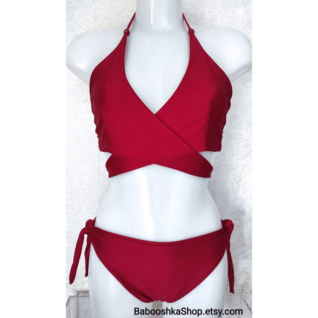 Red Two-piece Swimsuit - Etsy