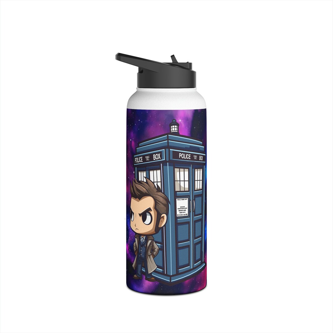 Tenth Doctor david Tennant With Tardis Stainless Steel Water Bottle - Etsy