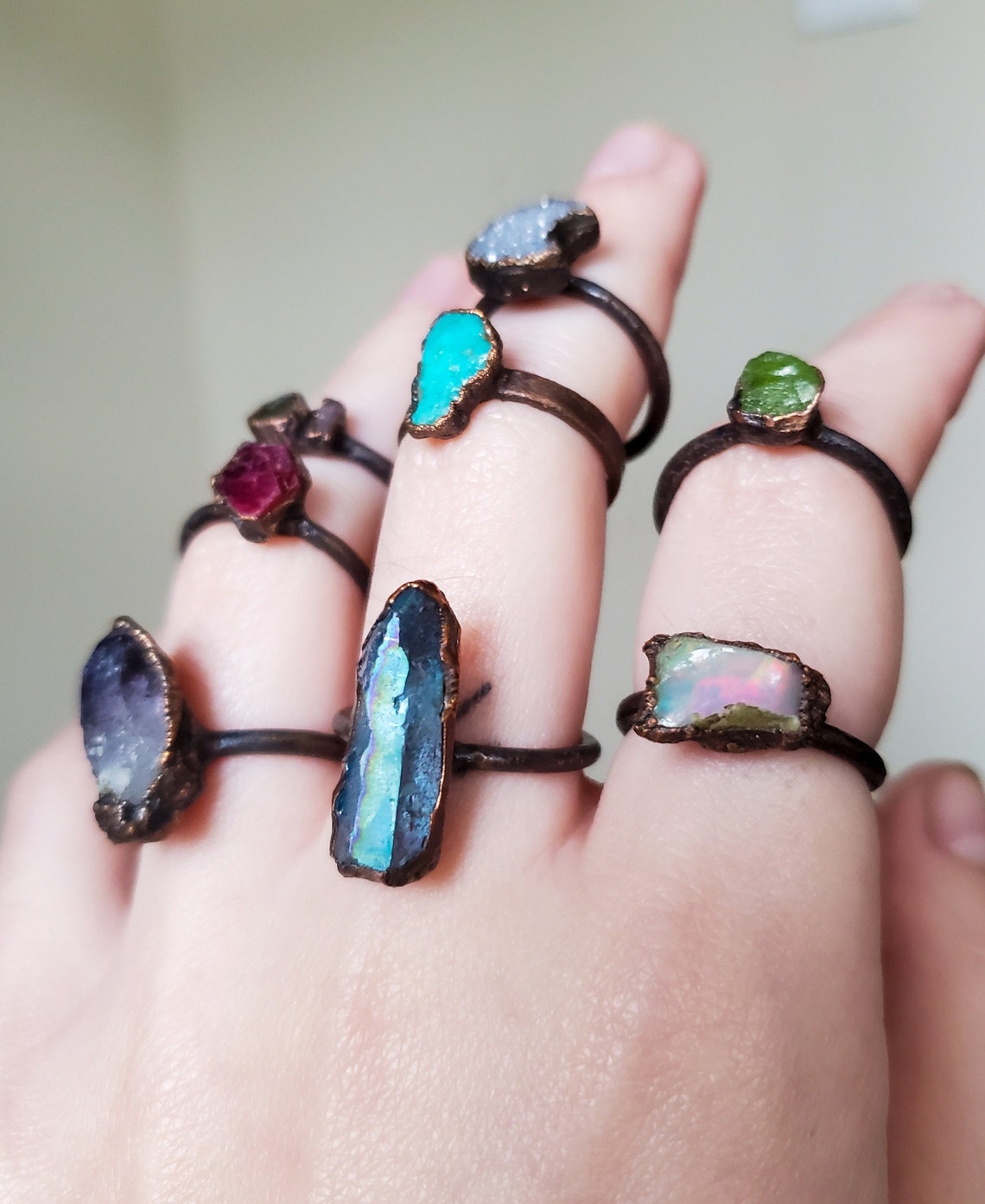 Mystery Ring Copper Electroformed Rings Raw Gemstone Rings - Etsy