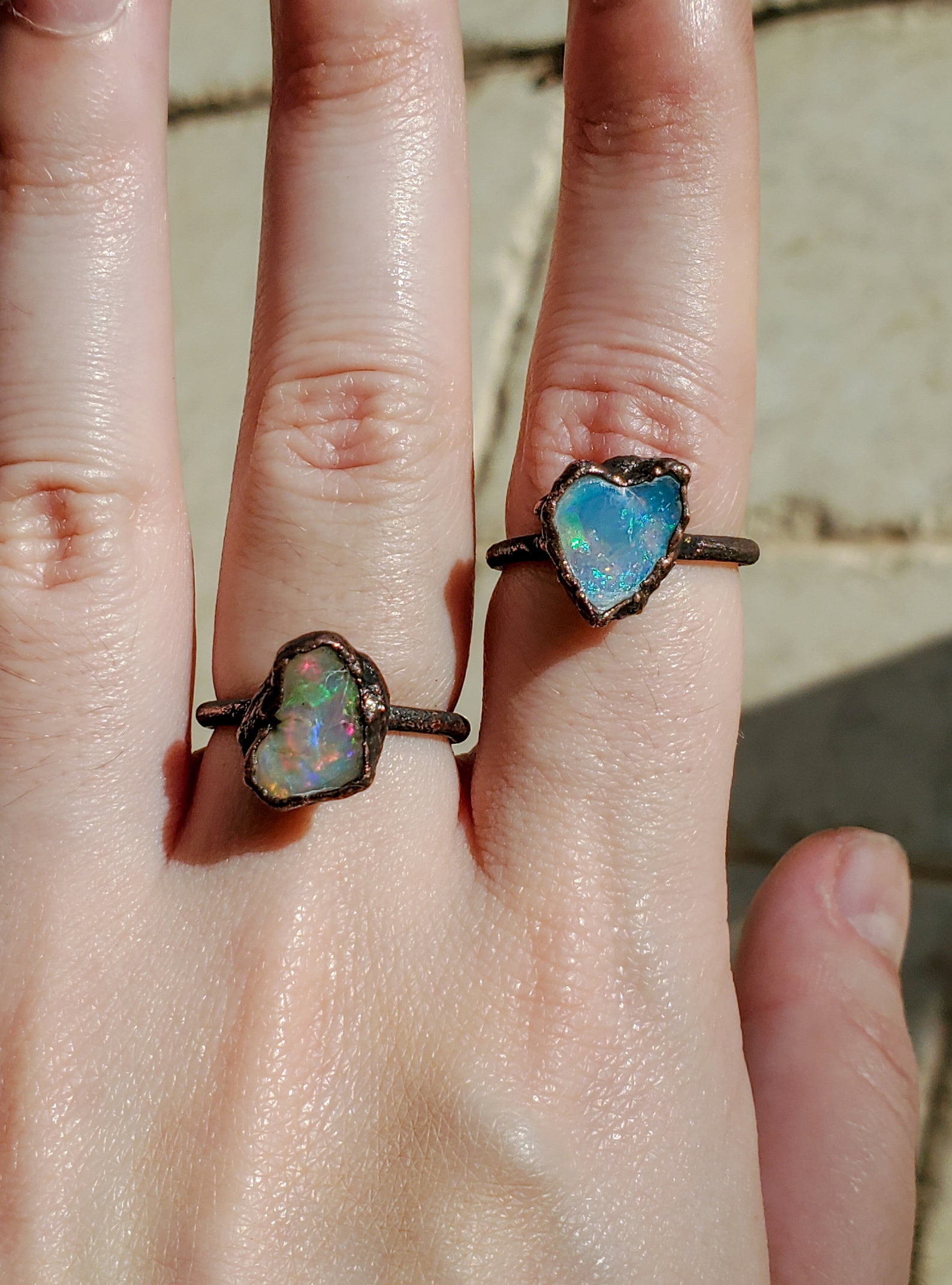 Anello opale grezzo, grande anello opale etiope, anello elettroformato ...