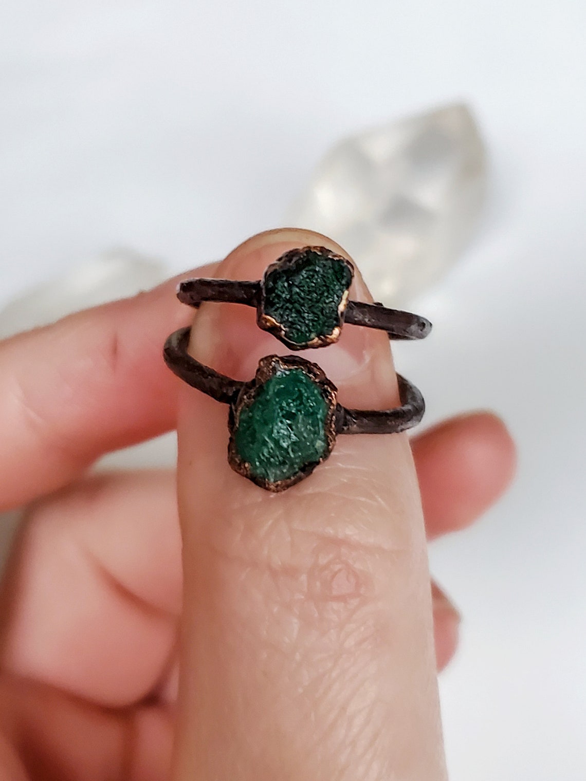 Raw Emerald Ring Copper Electroformed Ring Raw Stone Ring - Etsy