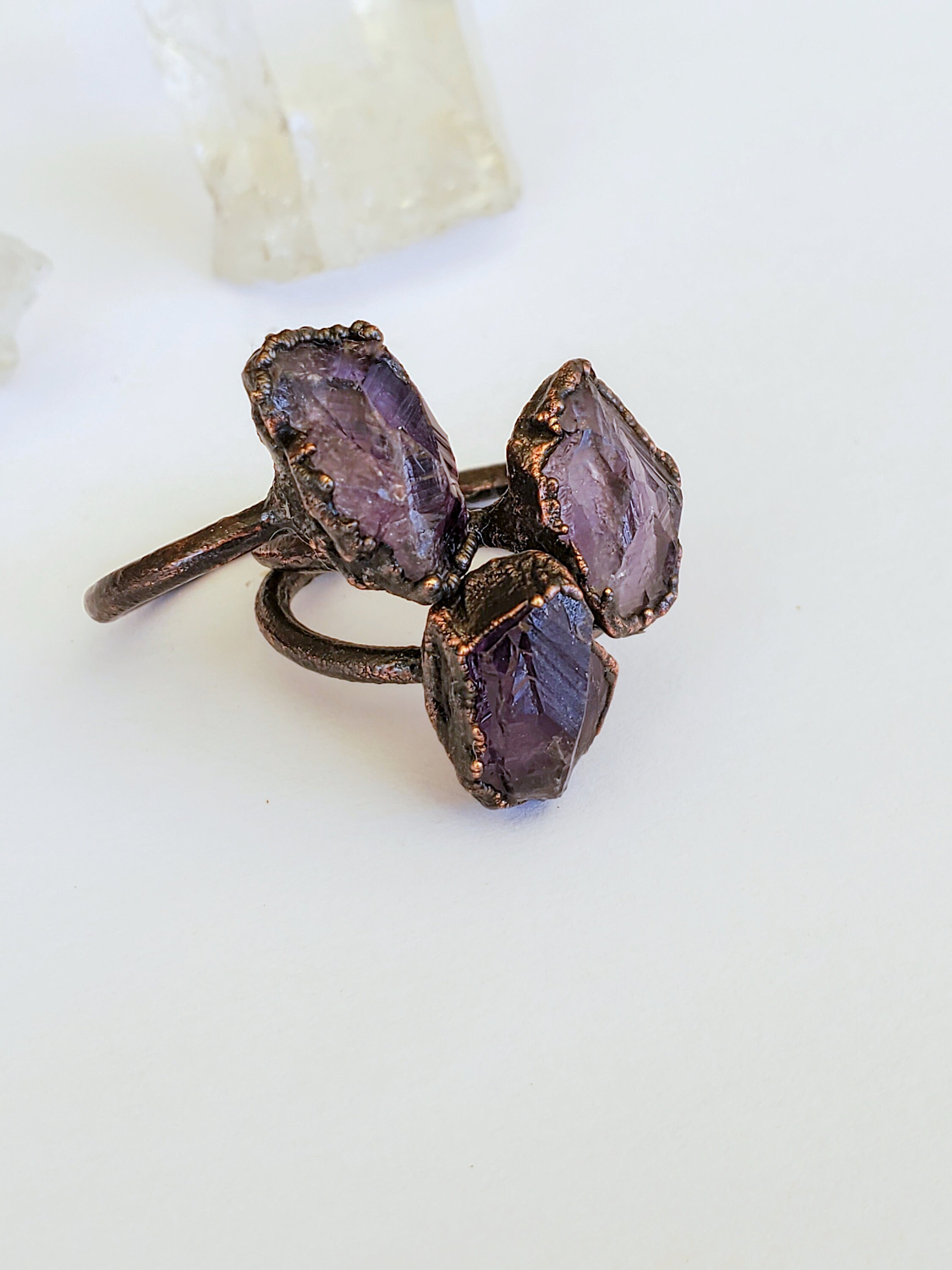 Raw Amethyst Ring Copper Electroformed Ring Raw Stone Ring - Etsy