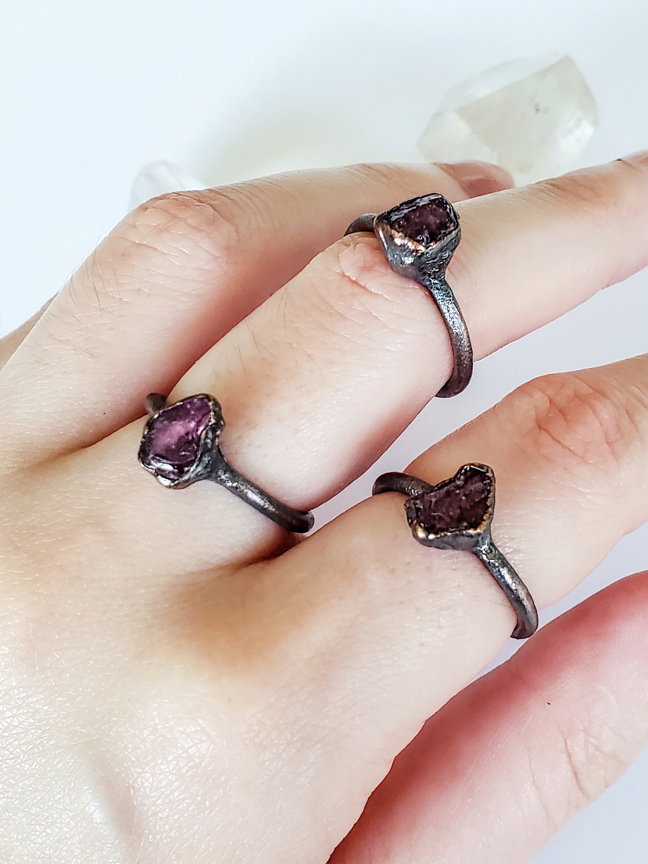 Raw Ruby Ring Copper Electroformed Ring Raw Stone Ring | Etsy