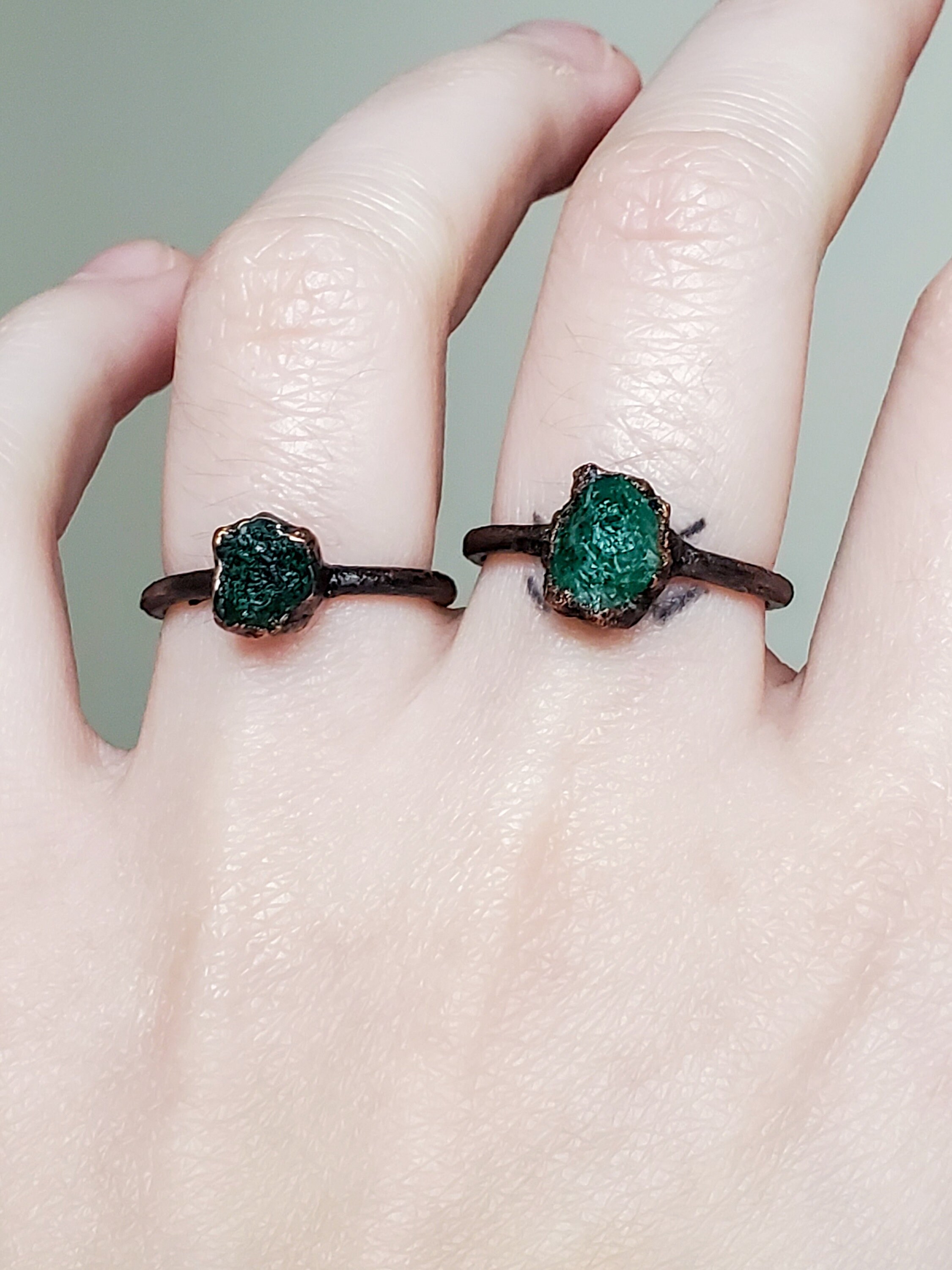 Raw Emerald Ring Copper Electroformed Ring Raw Stone Ring - Etsy