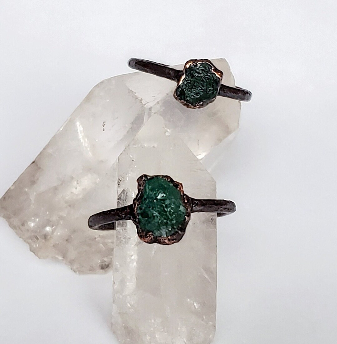 Raw Emerald Ring, Copper Electroformed Ring, Raw Stone Ring - Etsy