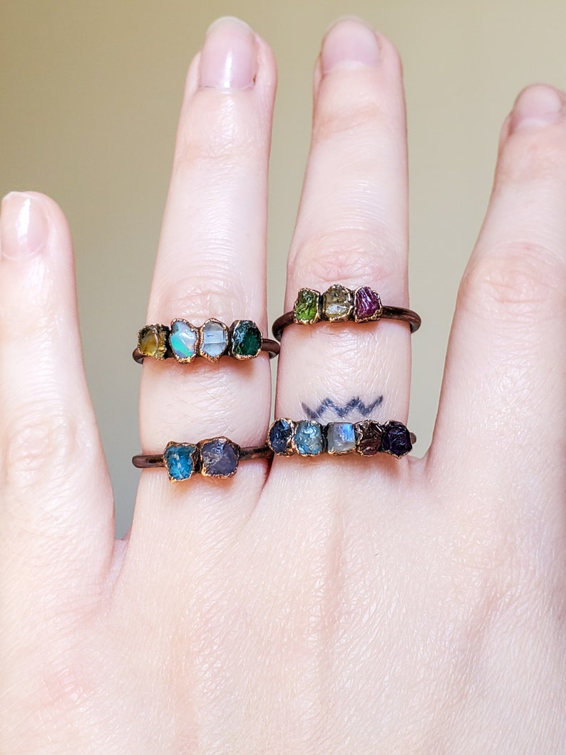 Custom Birthstone Multi Stone Ring Family Birthstone Ring - Etsy