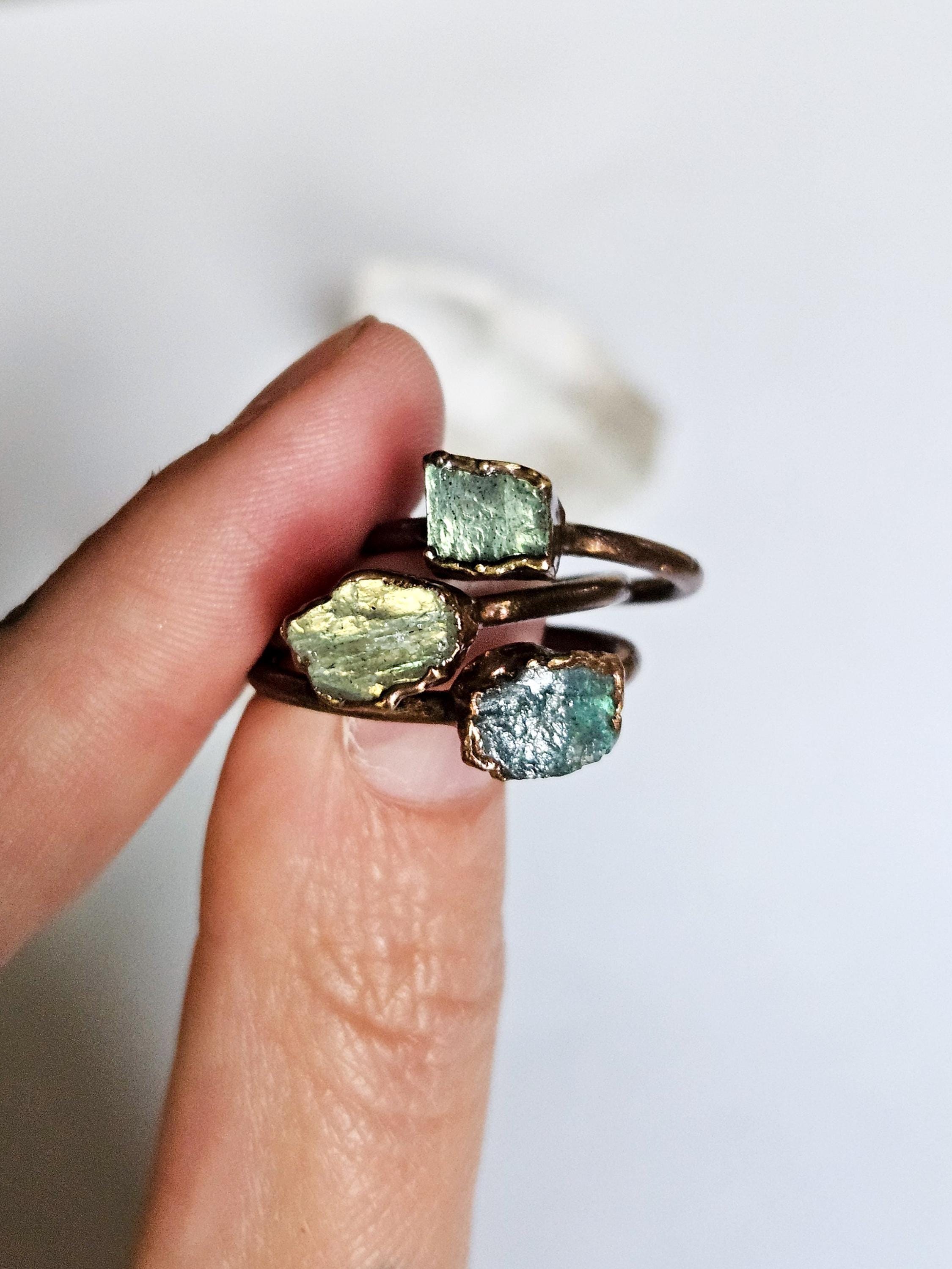 Raw Labradorite Custom Ring, Copper Electroformed Ring, Raw Stone Ring ...