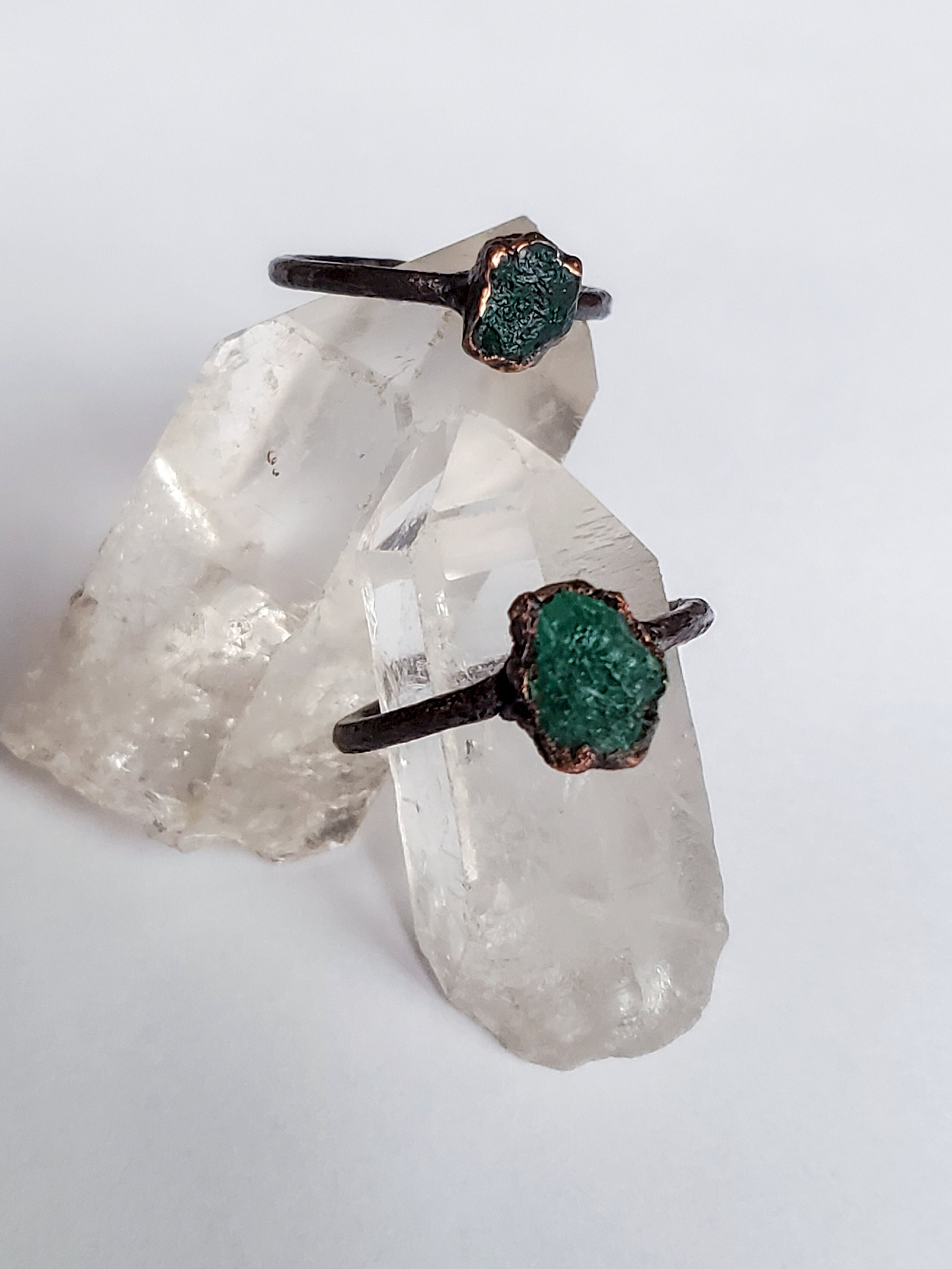 Raw Emerald Ring Copper Electroformed Ring Raw Stone Ring - Etsy