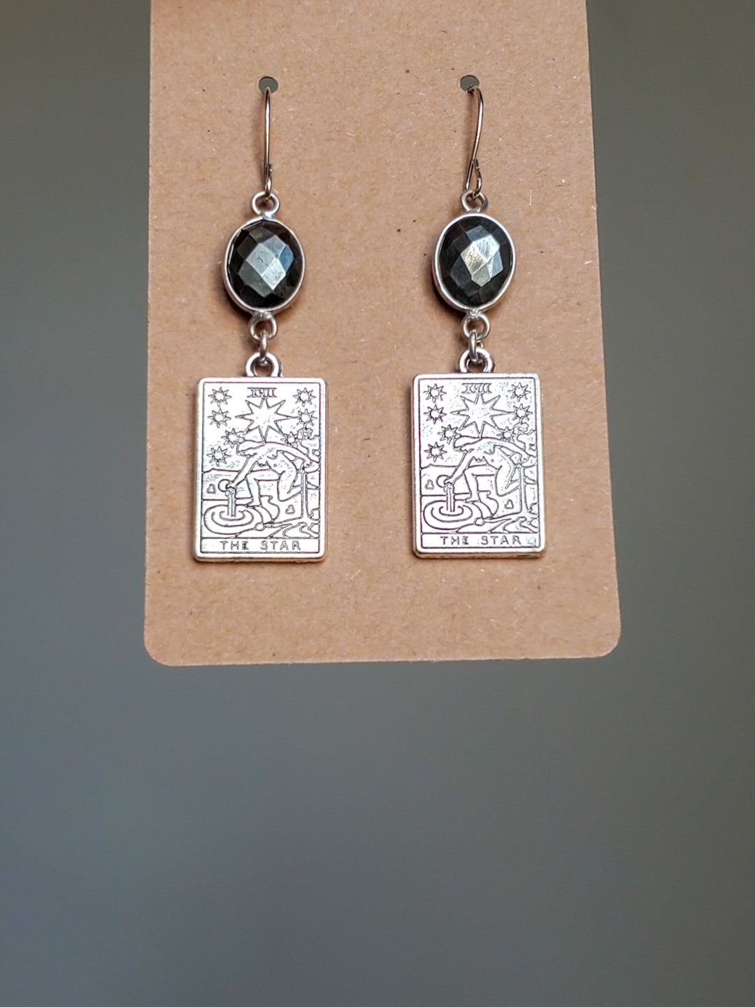 Silver Pyrite the Star Tarot Card Earrings, Pyrite Silver Earrings ...
