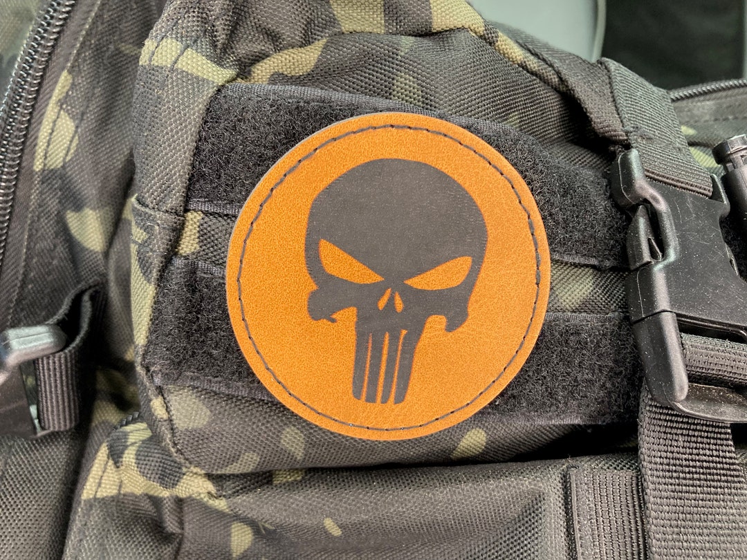 Punisher Skull Round Leather Morale Patch - Etsy