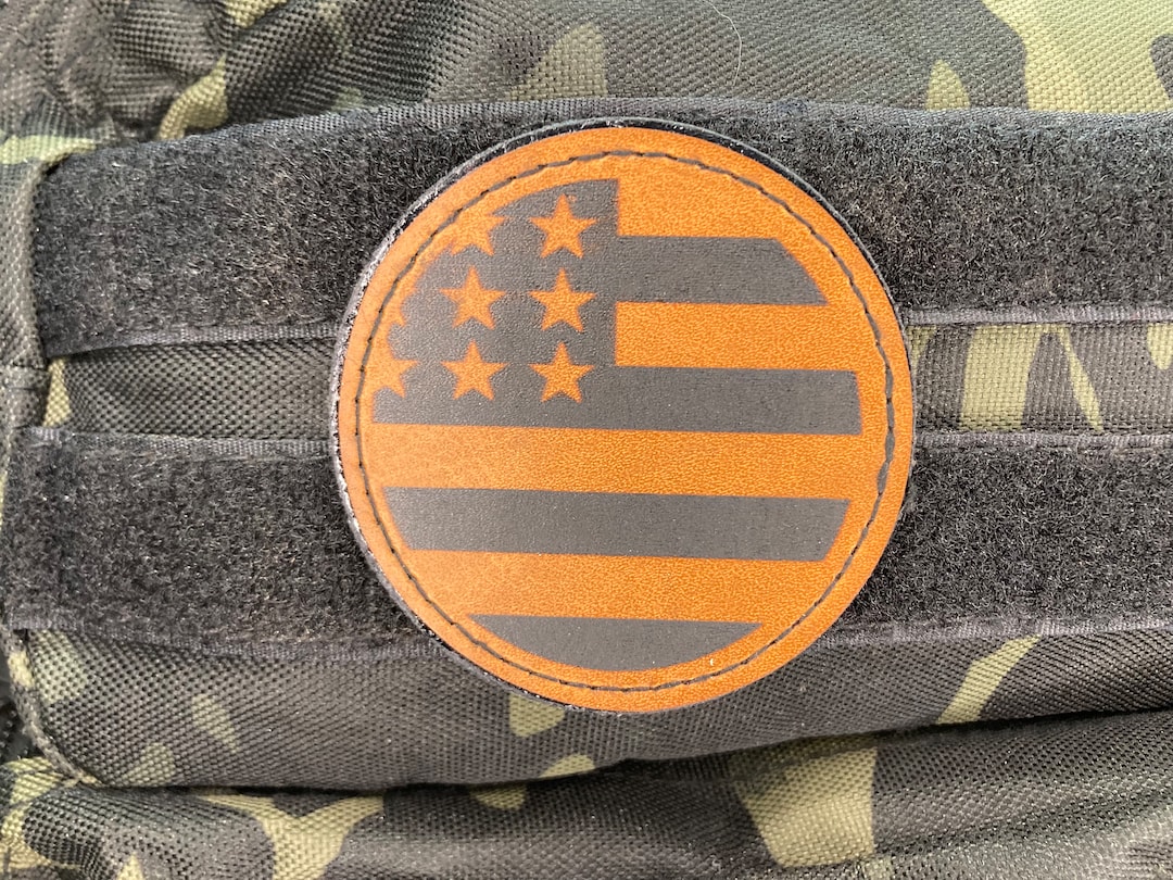 United States Flag Round Leather Morale Patch - Etsy