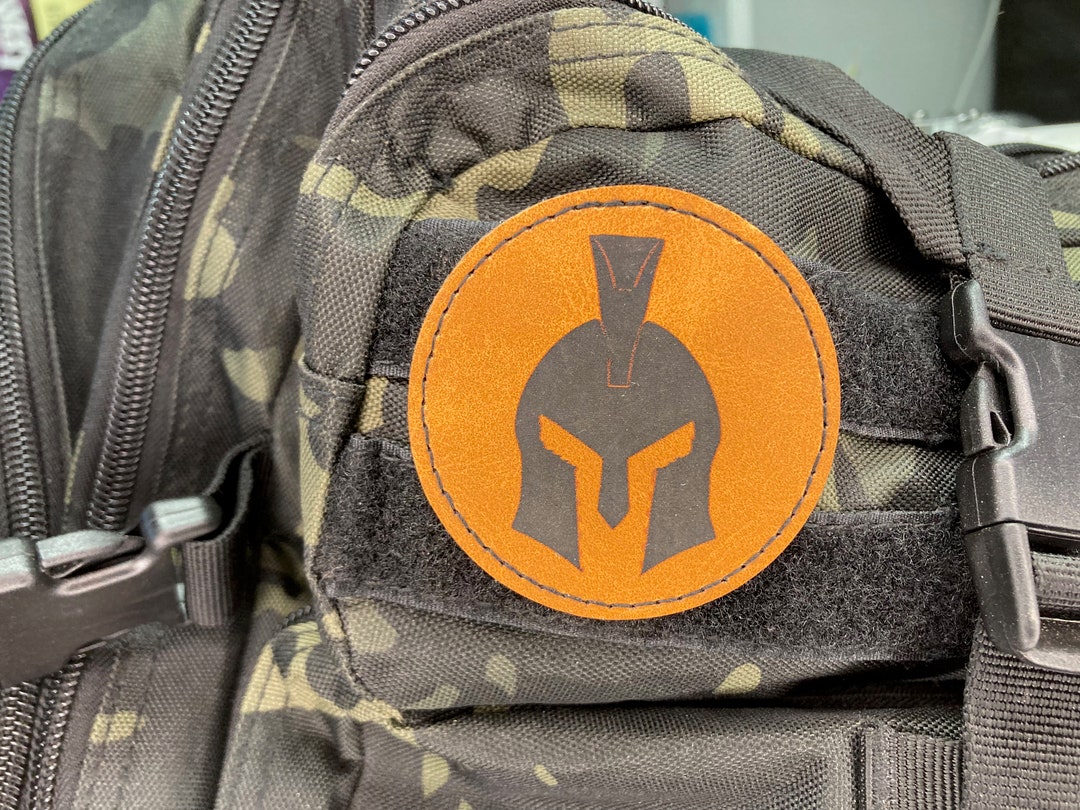Spartan Helmet Round Leather Morale Patch - Etsy