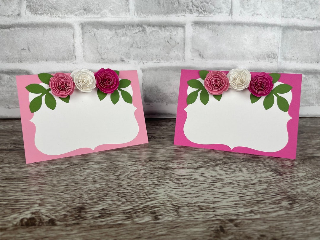Bridal Shower Paper Flowers Food Tent Cards, Floral Tent Cards, Wedding ...