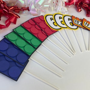 Building Block Cupcake Toppers, Building Brick Cupcake Topper, Block ...