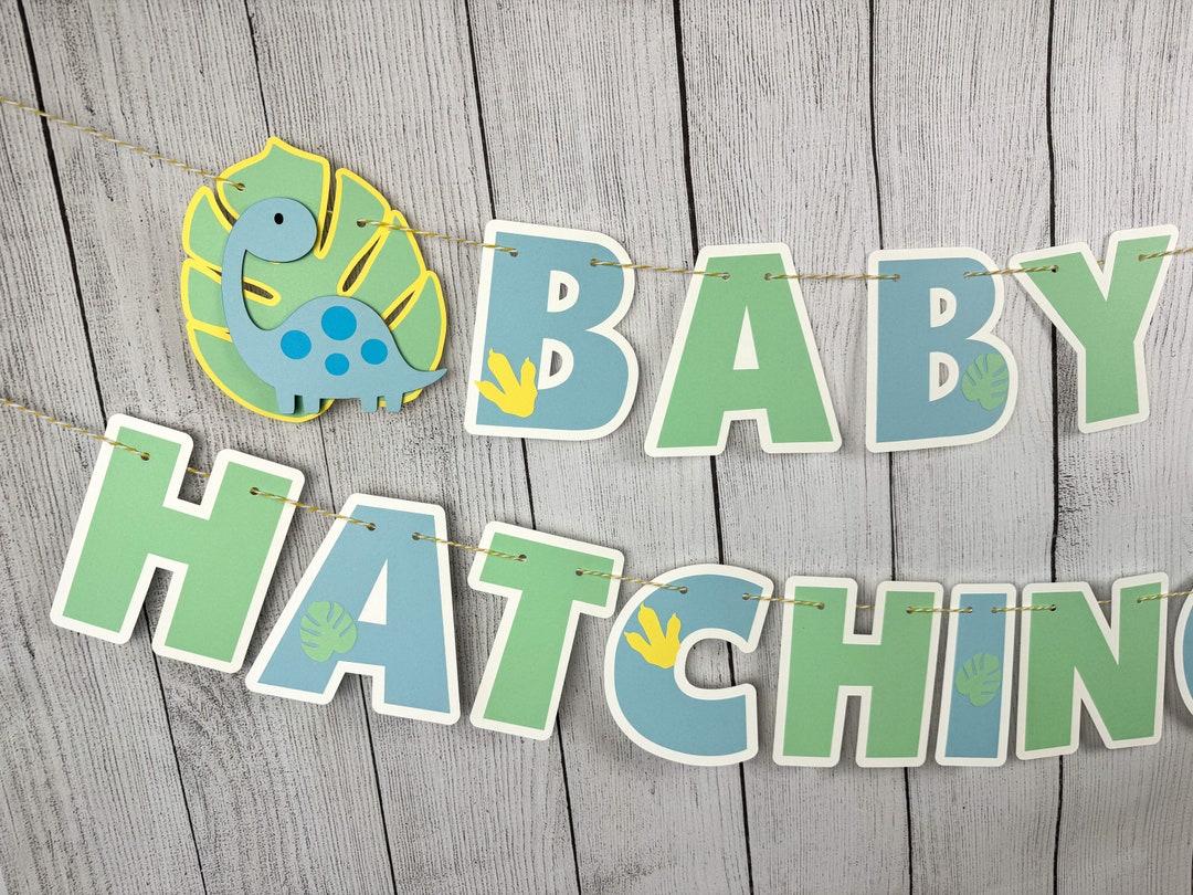 Hatching Soon Dinosaur Baby Shower Banner, Baby Boy Dinosaur Baby ...