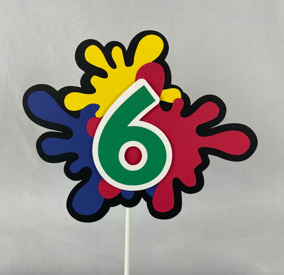Paint Party Splatter Cake Topper Bright Colors, Art Party Cake Topper ...
