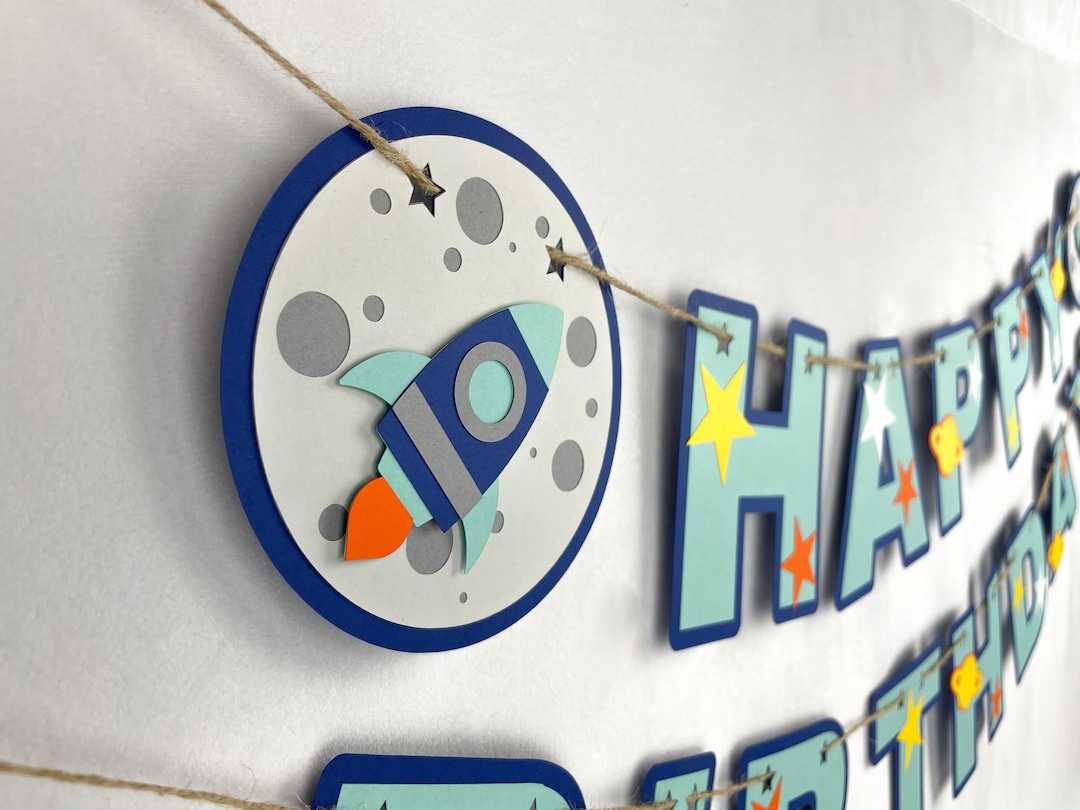 Two the Moon Birthday Banner, Space Birthday Banner, Rocketship ...