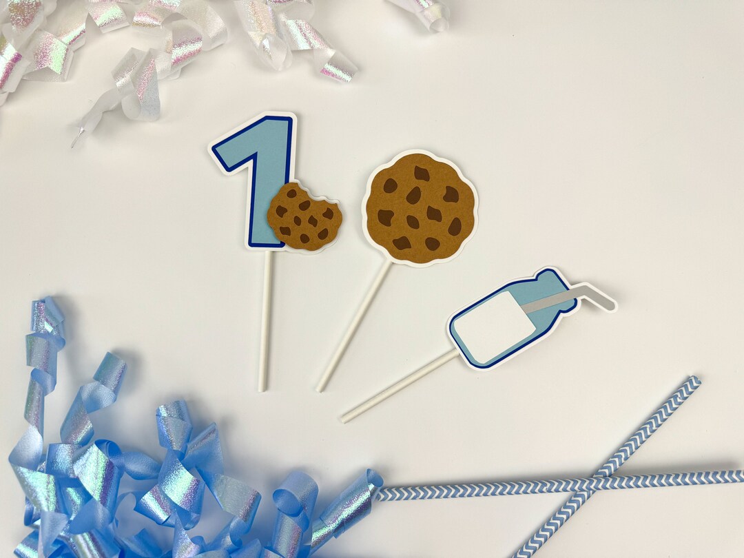 Milk and Cookies Cupcake Toppers - Etsy