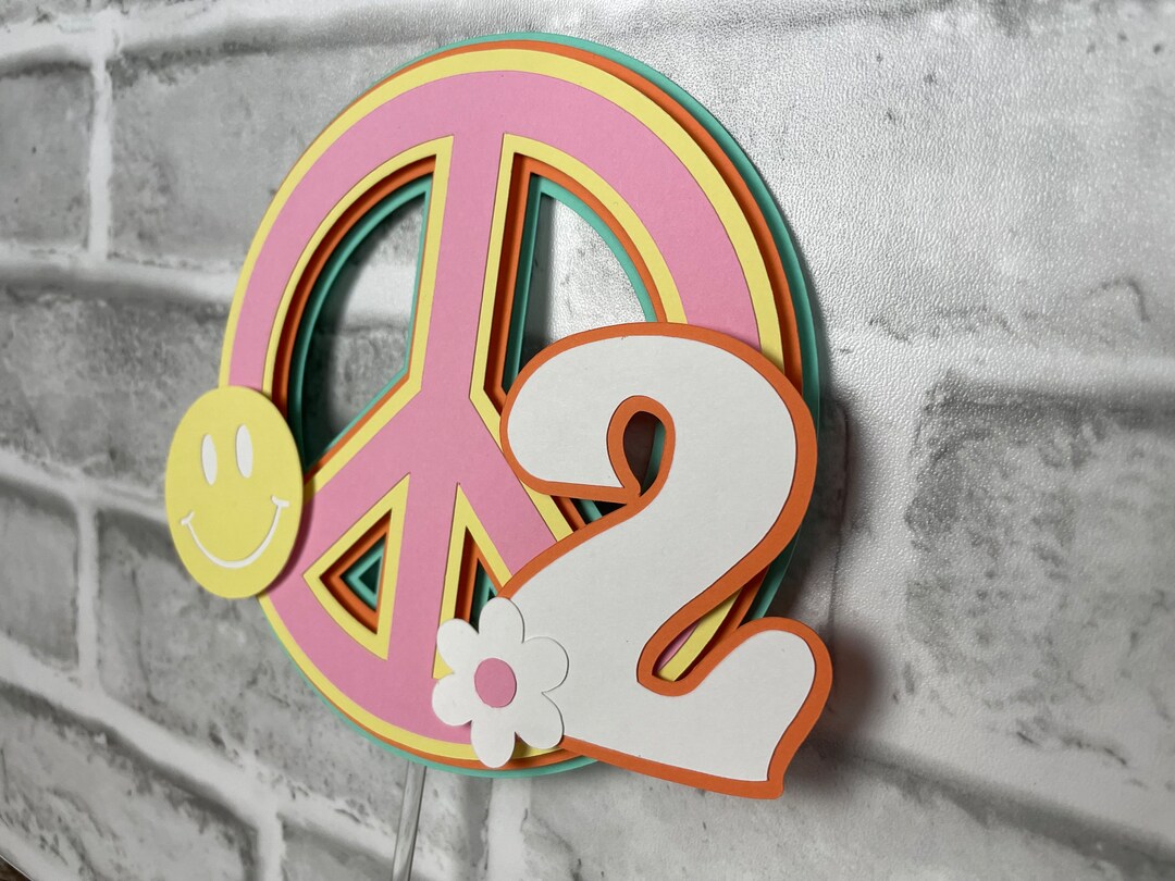 Groovy Peace Sign Cake Topper, Groovy One Cake Topper, Two Groovy ...