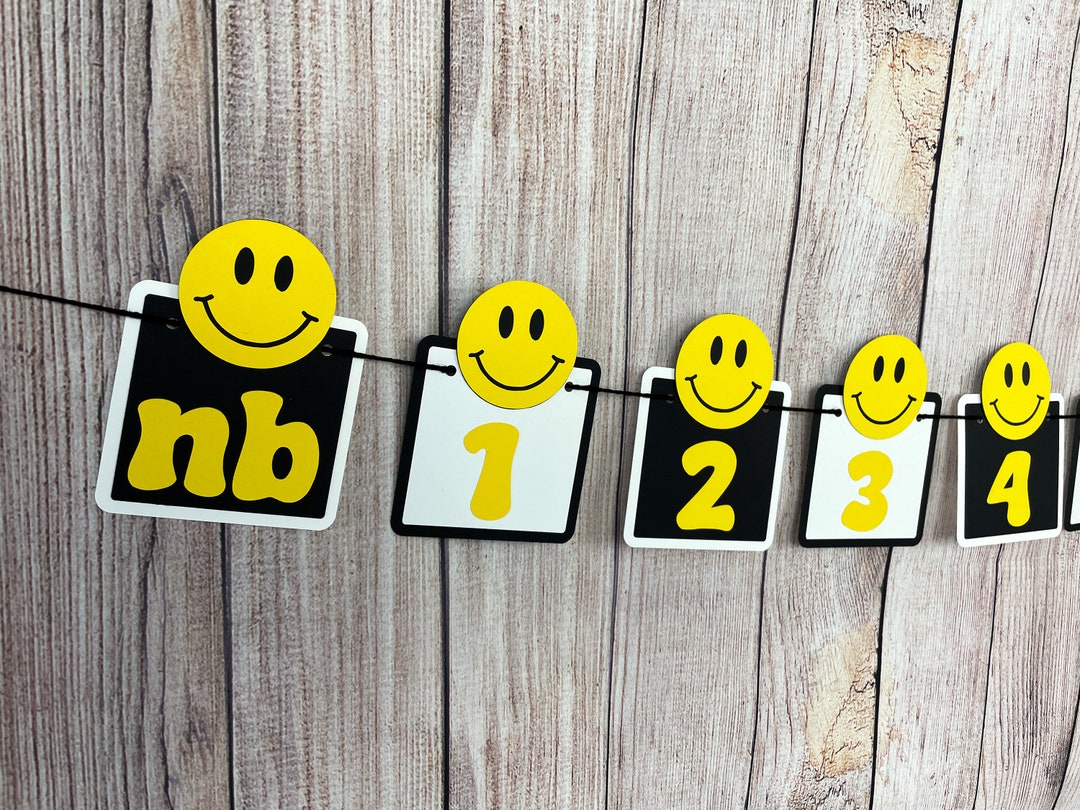 One Happy Dude Photo Banner, Smiley Face Month Photo Banner, First ...