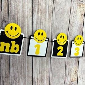 One Happy Dude Photo Banner, Smiley Face Month Photo Banner, First ...