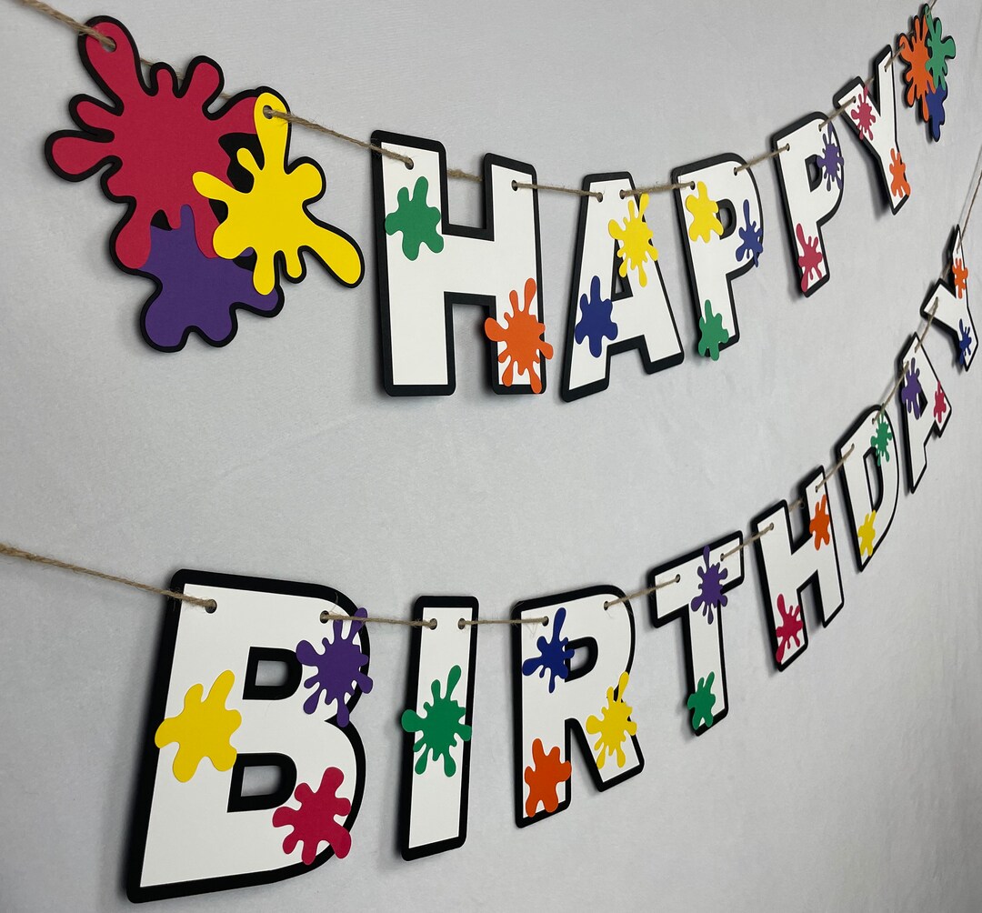Paint Party Banner, Little Artist Birthday Banner, Paint Splatter ...