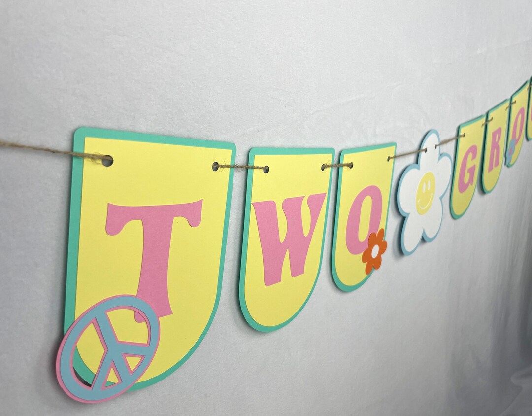 Two Groovy Banner, Hippie Banner, Groovy Banner, Groovy One, Groovy ...