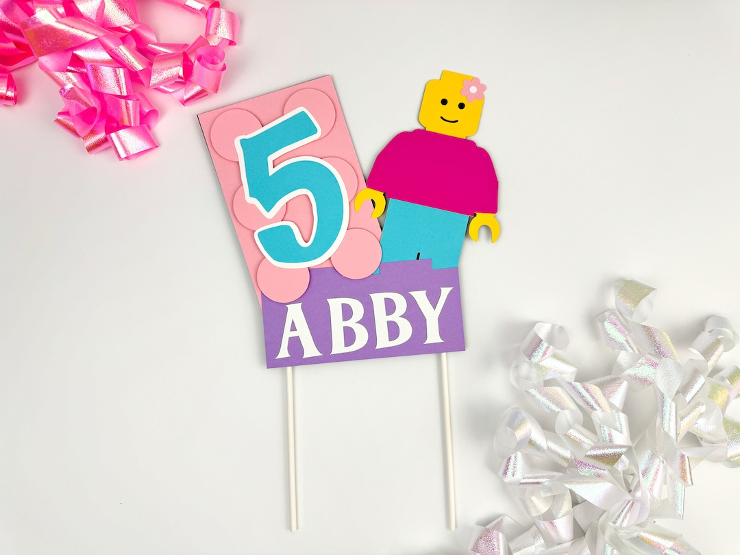 Building Block Cake Topper, Building Brick Cake Topper, Girl Building ...