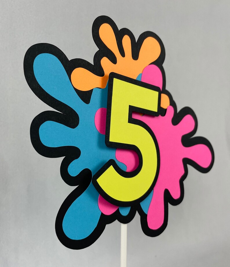 Slime Cake Topper, Paint Party Splatter Cake Topper Bright Colors, Art ...